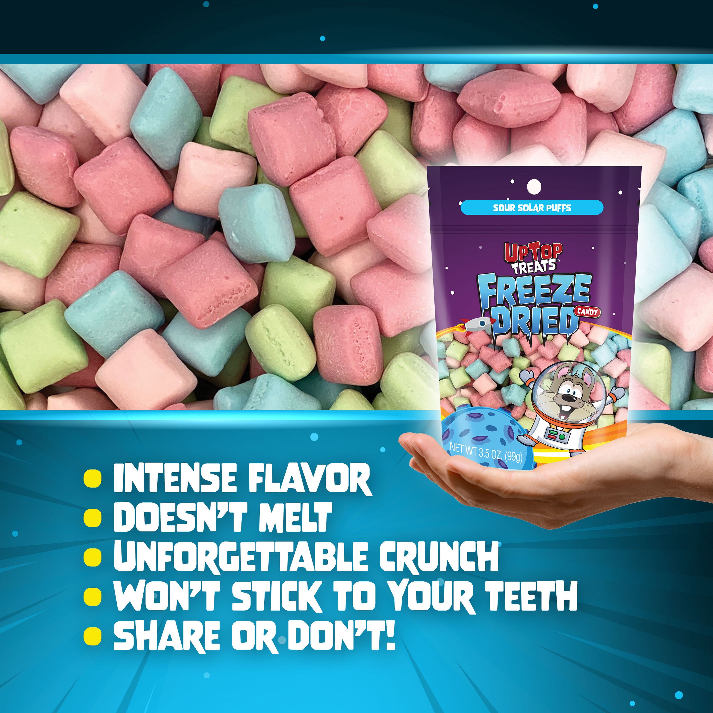 Freeze Dried Sour Starburst - Solar Puffs | Uptop Treats